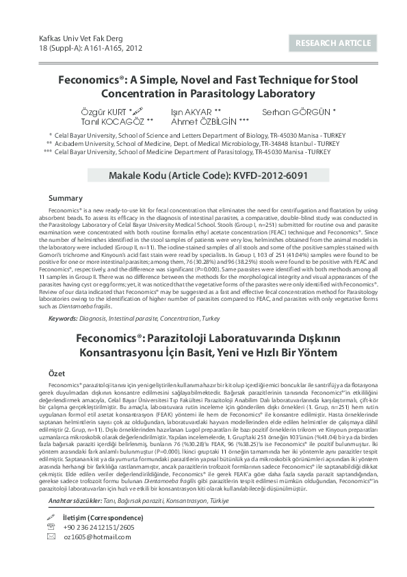 (PDF) Feconomics®: A Simple, Novel And Fast Technique For Stool ...