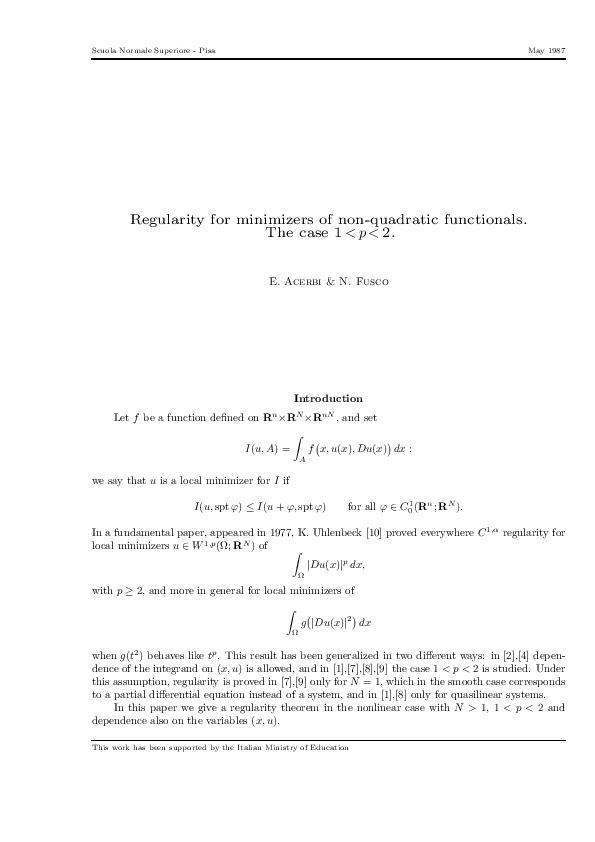 (PDF) Lipschitz regularity for minimizers of integral functionals with highly discontinuous ...