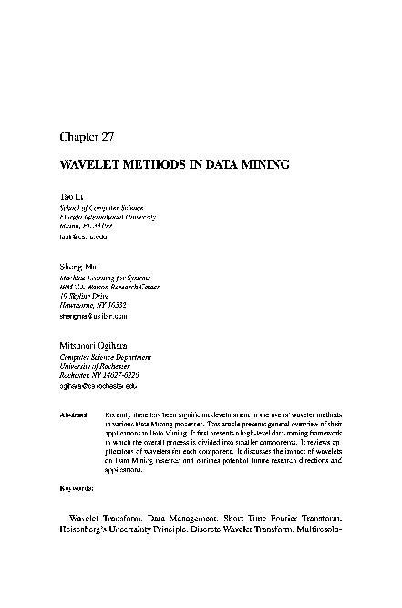 (PDF) Wavelet methods in data mining