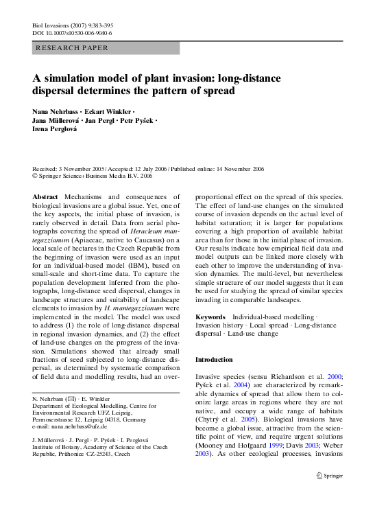(PDF) A simulation model of plant invasion: long-distance dispersal ...