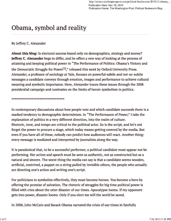 (PDF) Obama, Symbol and Reality | Jeffrey C Alexander - Academia.edu