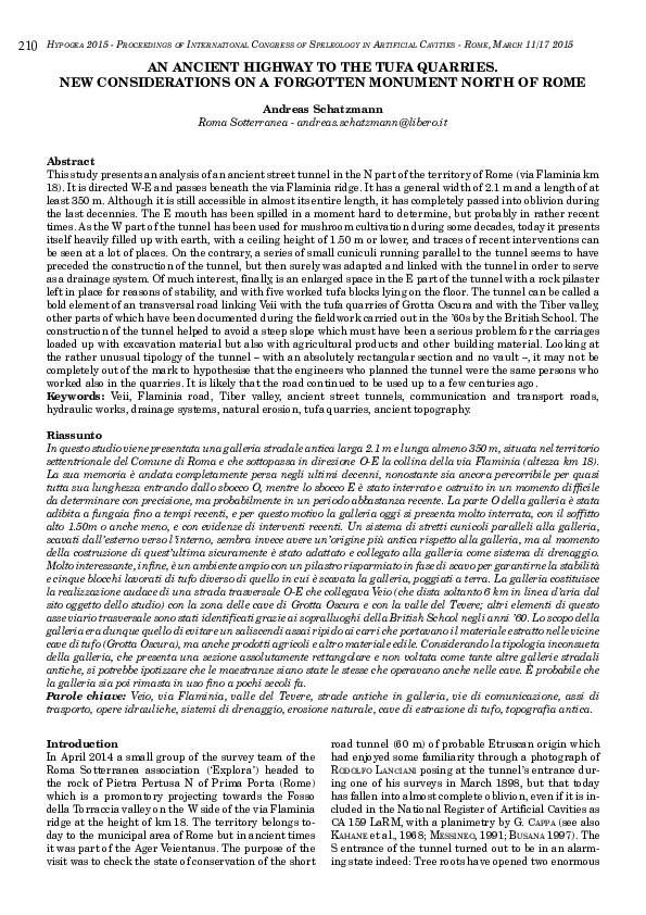 (PDF) An Ancient Highway to the Tufa Quarries: New Considerations on a ...