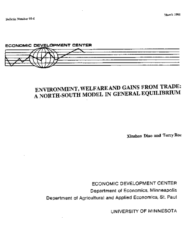 (PDF) Environment, Welfare and Gains from Trade: A North-South Model in ...