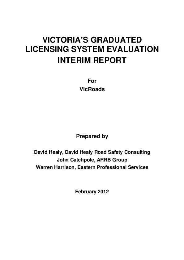 (PDF) VICTORIA'S GRADUATED LICENSING SYSTEM EVALUATION INTERIM REPORT ...