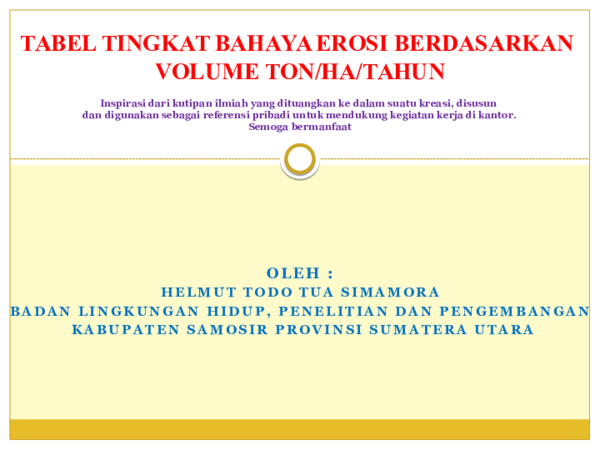 (PPT) TABEL TINGKAT BAHAYA EROSI