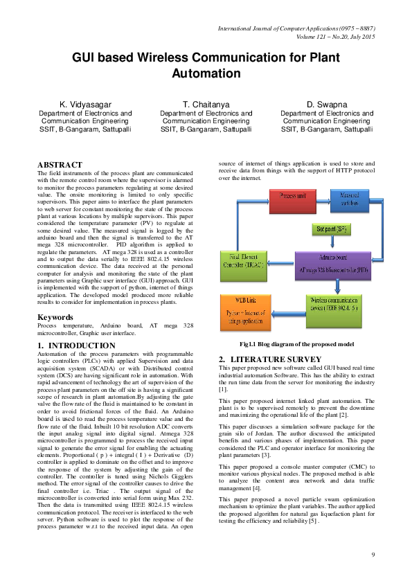 (PDF) GUI based Wireless Communication for Plant Automation
