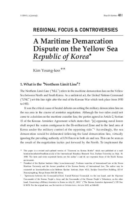 (PDF) A Maritime Demarcation Dispute on the Yellow Sea Republic of ...