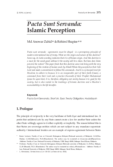 (PDF) Pacta Sunt Servanda: Islamic Perception