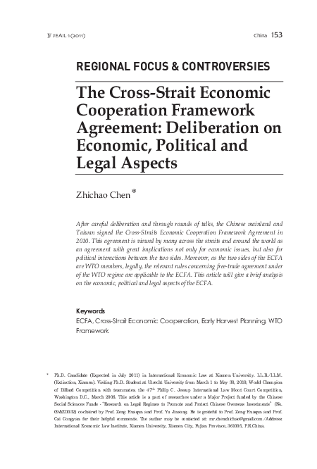 (PDF) The Cross-Strait Economic Cooperation Framework Agreement ...