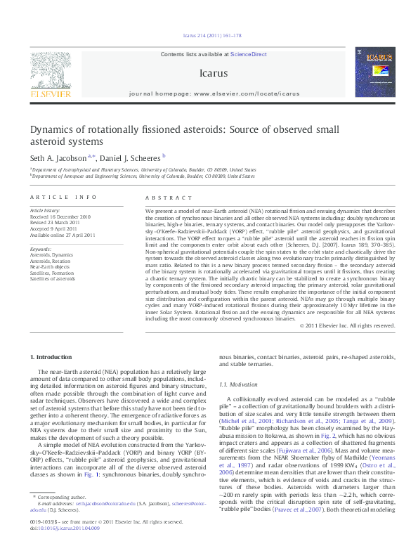 (PDF) Dynamics of rotationally fissioned asteroids: Source of observed small asteroid systems
