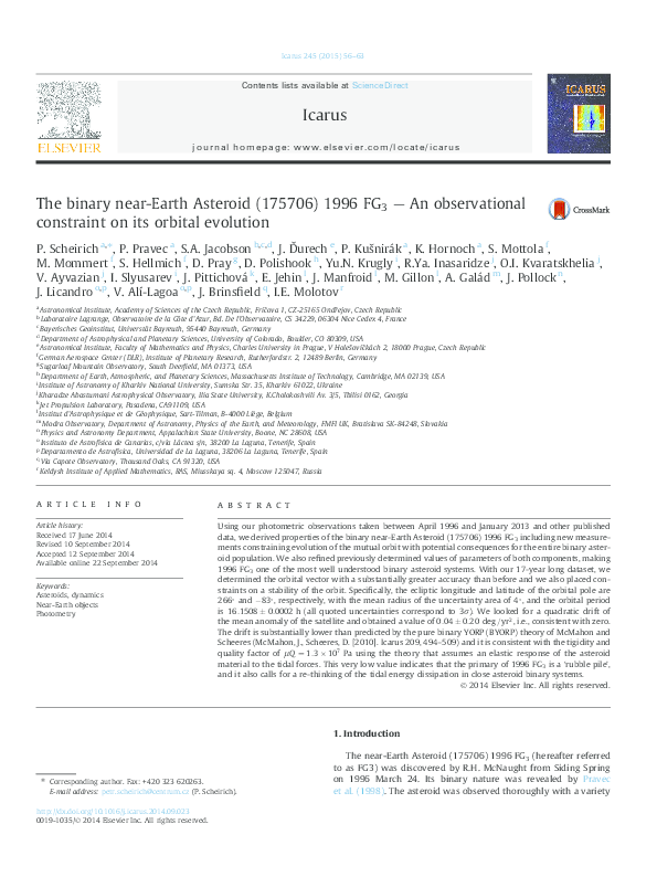 Pdf An Observational Constraint On Its Orbital Evolution