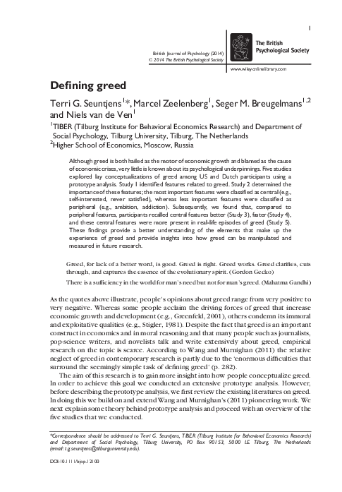 (PDF) Defining greed