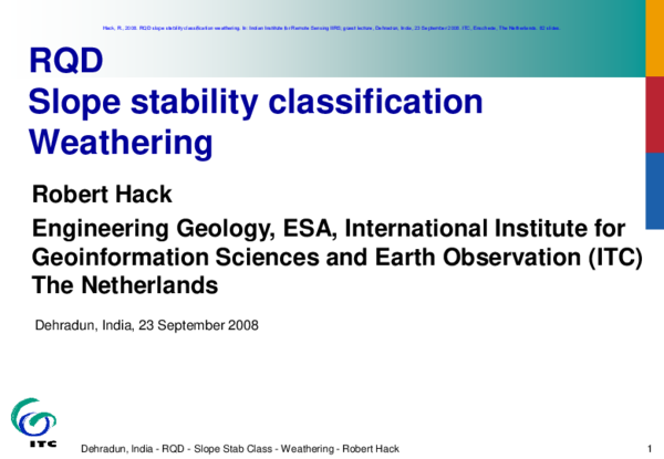 (PDF) RQD slope stability classification weathering, 82 slides (guest ...