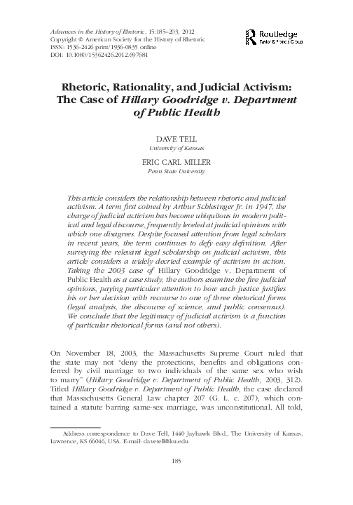 (PDF) Rhetoric, Rationality, and Judicial Activism: The Case of Hillary ...