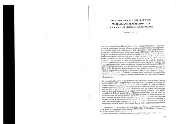 (PDF) From the Island's Point of View. Warfare and Transformation in an ...