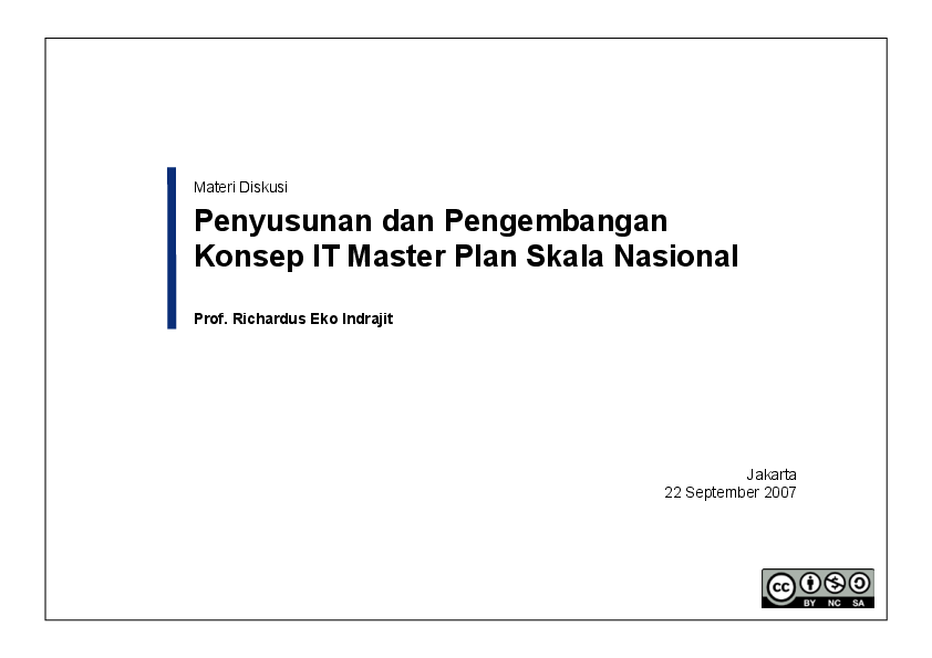 (PDF) Penyusunan dan Pengembangan Konsep IT Master Plan Skala Nasional