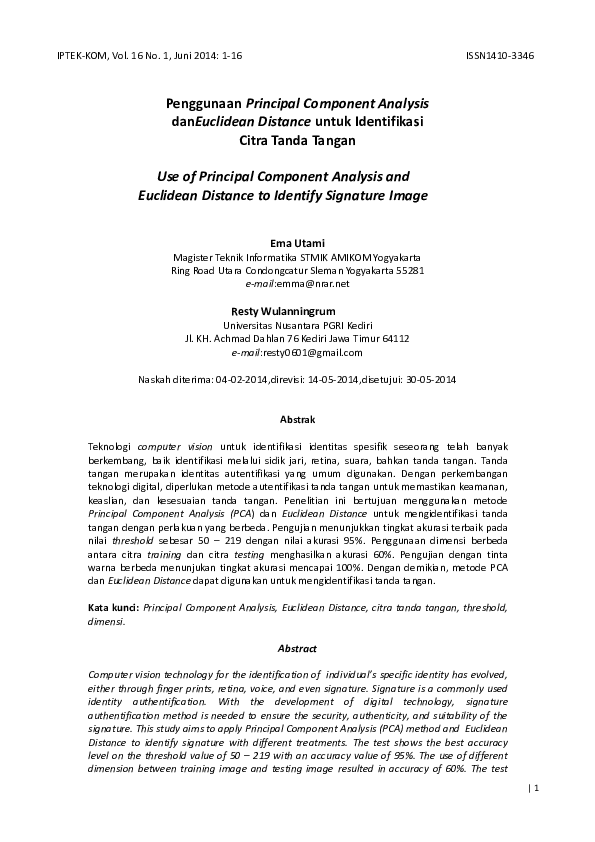 Pdf Penggunaan Pca