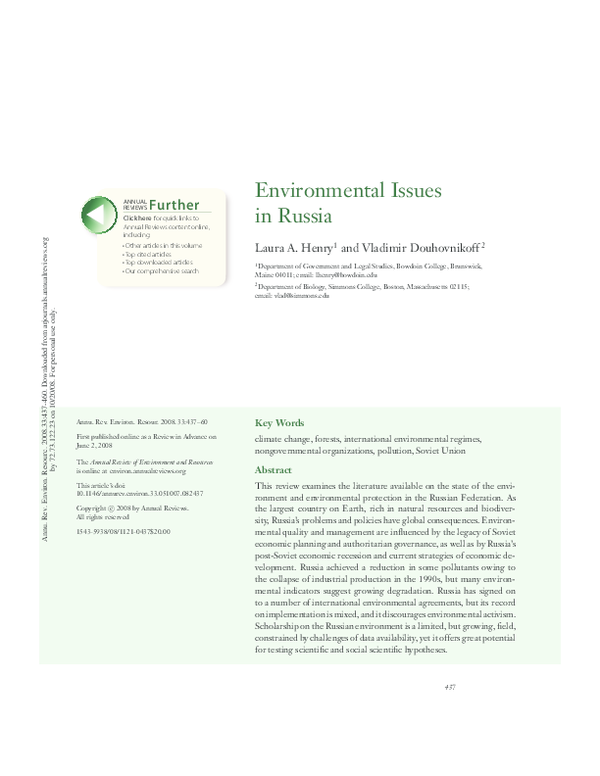 (PDF) Environmental Issues in Russia