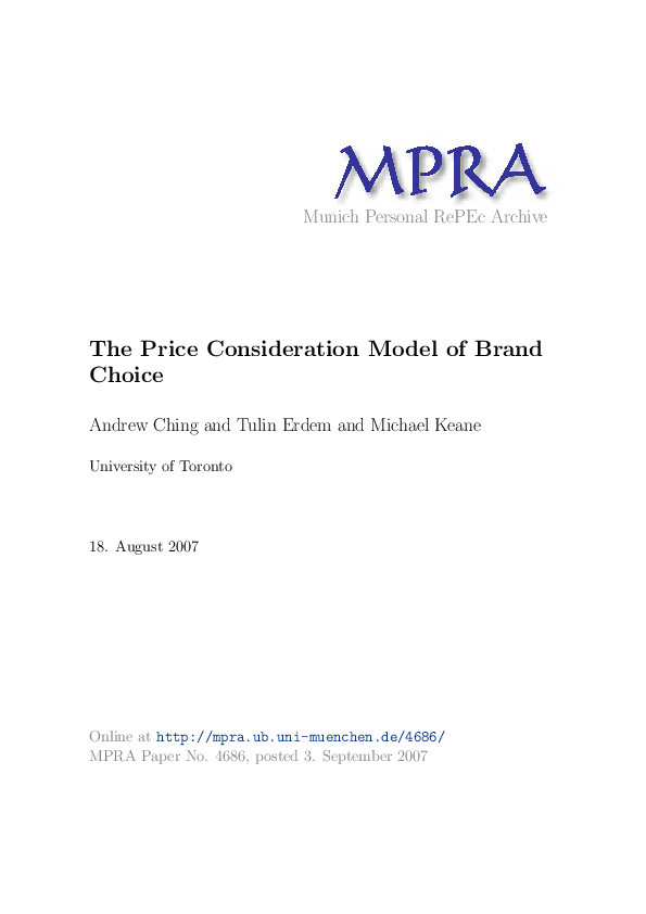 (PDF) The Price Consideration Model of Brand Choice