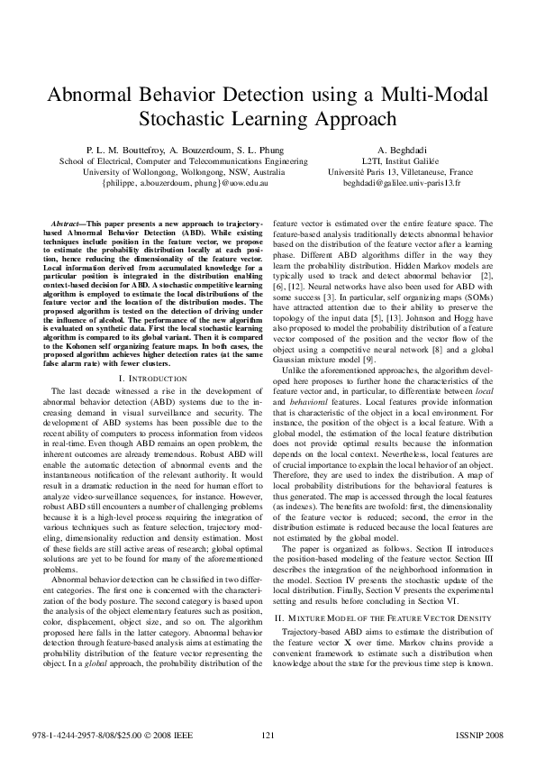 (PDF) Abnormal Behavior Detection using a Multi-Modal Stochastic Learning Approach