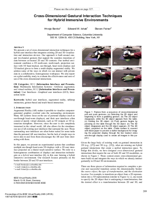 (PDF) Cross-dimensional gestural interaction techniques for hybrid immersive environments