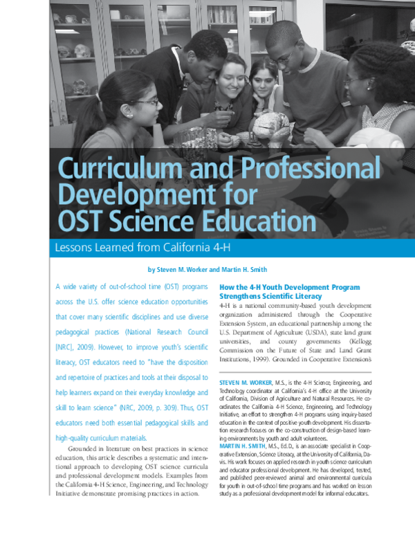 (PDF) Curriculum and Professional Development for OST Science Education