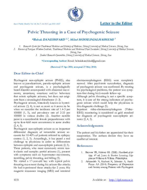 (PDF) Pelvic Thrusting in a Case of Psychogenic Seizure