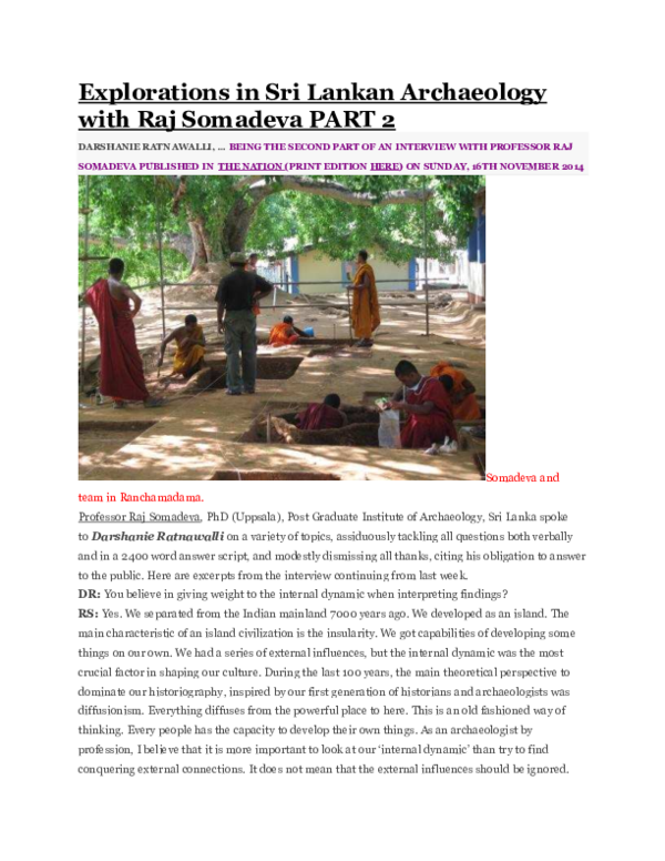 (PDF) Explorations in Sri Lankan Archaeology with Raj Somadeva PART 2