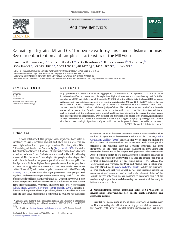 (PDF) Evaluating integrated MI and CBT for people with psychosis and ...