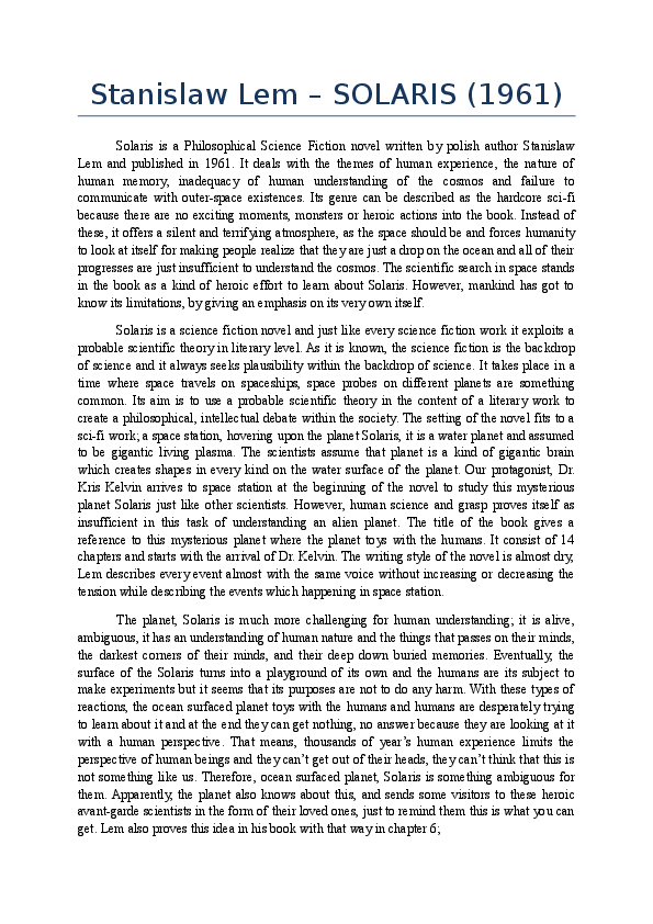 Solaris Lem Quotes