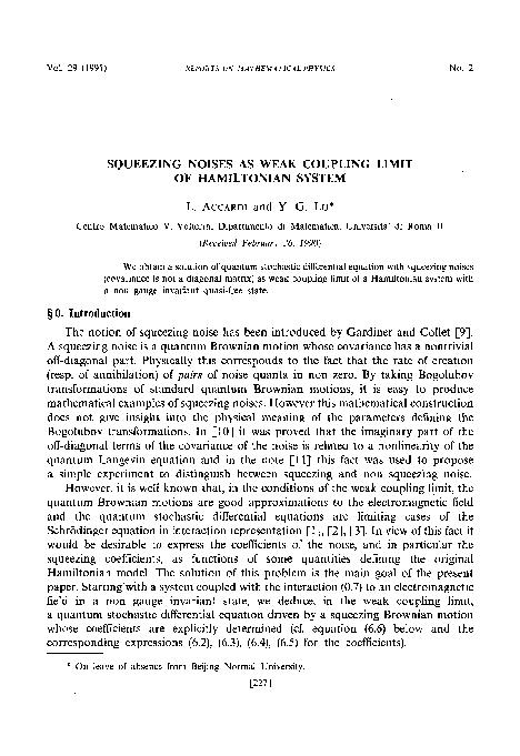 (PDF) Squeezing Noises as Weak Coupling Limit of Hamiltonian Systems