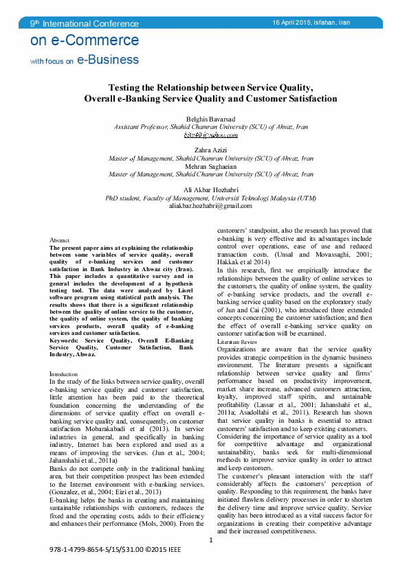 (PDF) Testing the Relationship between Service Quality, Overall e ...