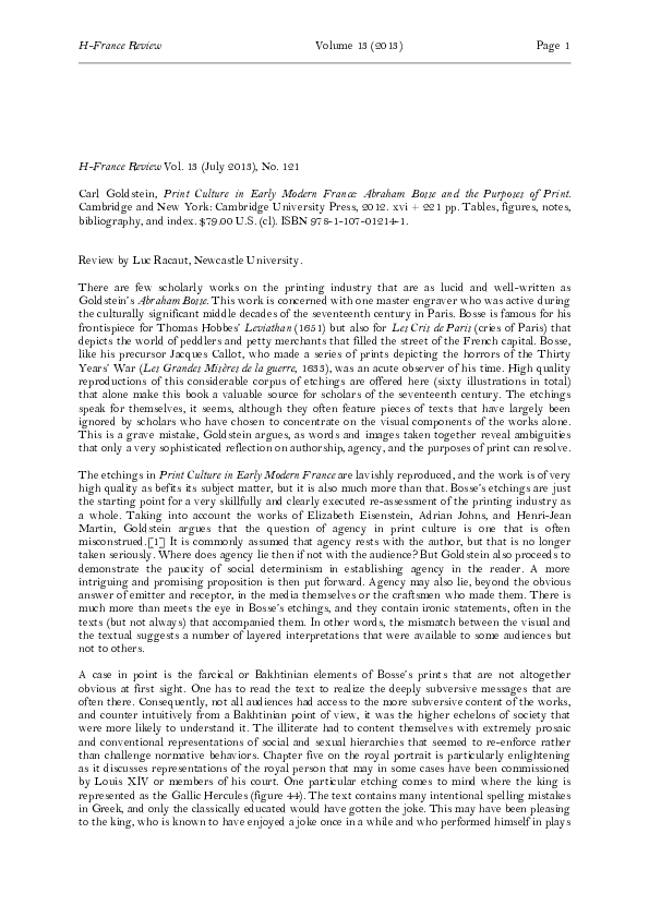 (PDF) Carl Goldstein, Print Culture in Early Modern France: Abraham ...