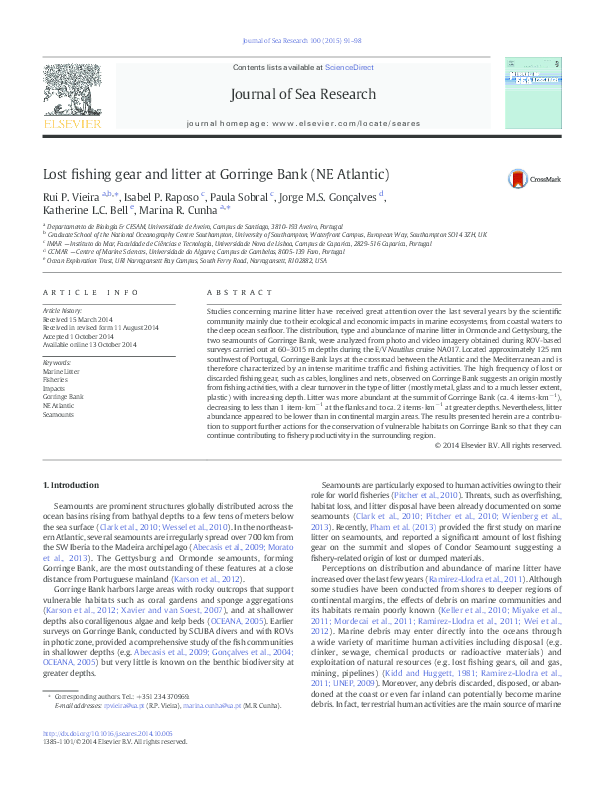 (PDF) Lost fishing gear and litter in the Gorringe Bank (NE Atlantic)