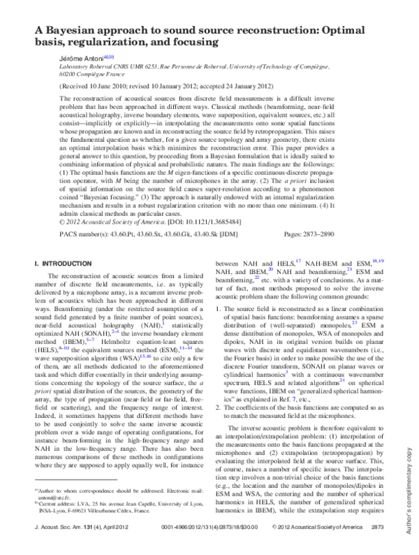 A Bayesian approach to sound source reconstruction: Optimal basis, regularization, and focusing