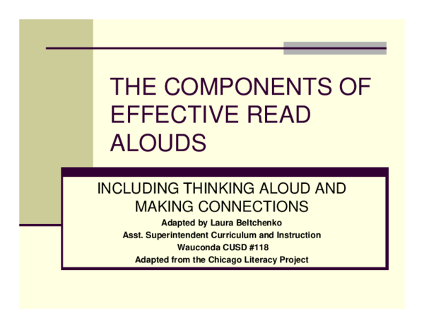 (PDF) THE COMPONENTS OF EFFECTIVE READ ALOUDS INCLUDING THINKING ALOUD ...