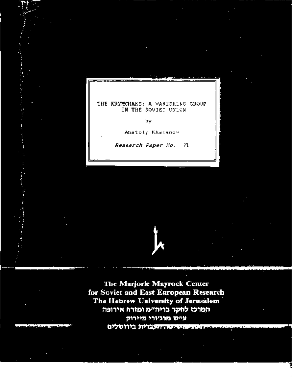 (PDF) The Krymchaks: A Vanishing Group in the Soviet Union