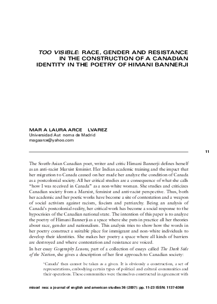 (PDF) Too Visible: Race, Gender and Resistance in the Construction of a ...