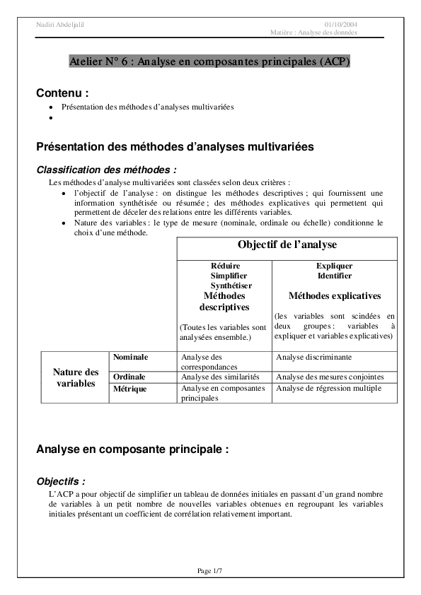 ACP (Analyse en composante principale)