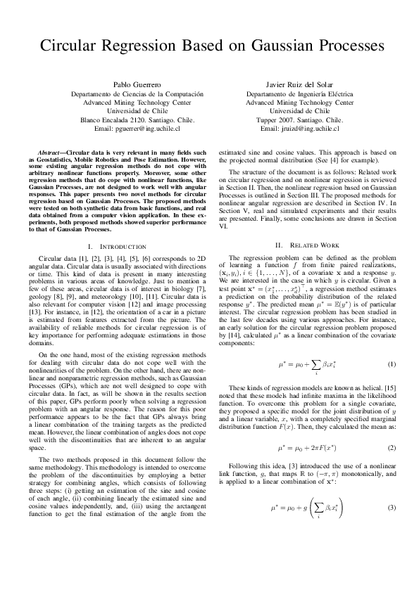 (PDF) Circular Regression Based on Gaussian Processes