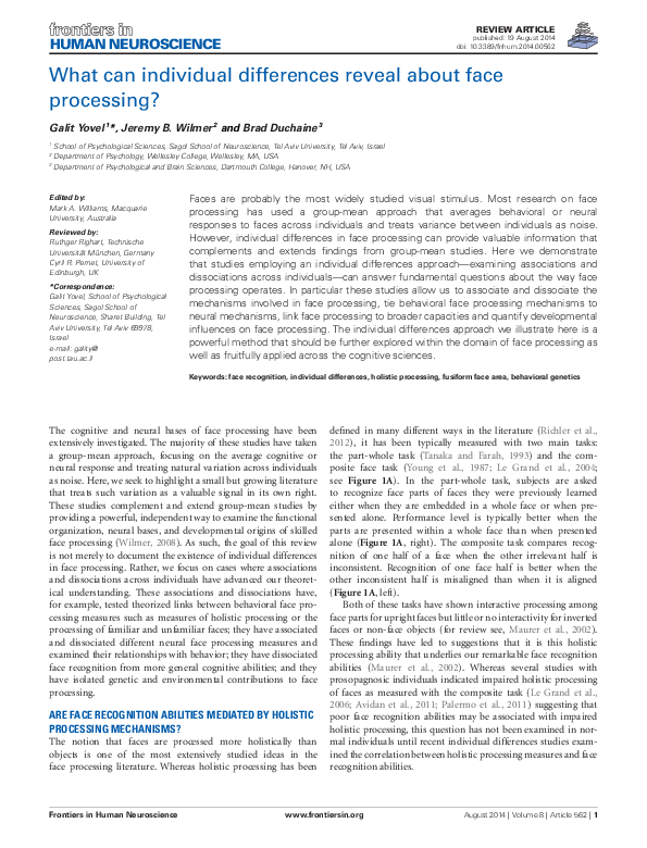 (PDF) HUMAN NEUROSCIENCE What can individual differences reveal about ...