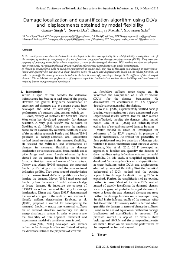 (DOC) Damage localization and quantification algorithm using DLVs and ...