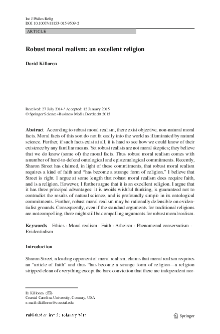 (PDF) Robust Moral Realism: An Excellent Religion. International ...