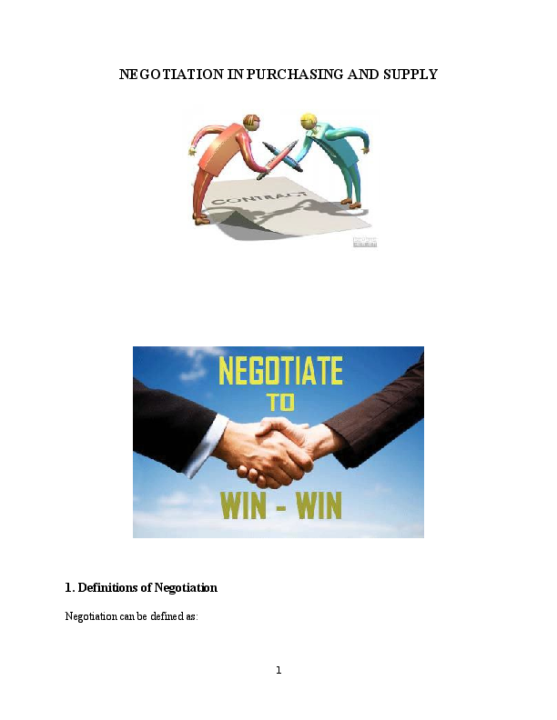 (DOC) NEGOTIATION IN PURCHASING AND SUPPLY