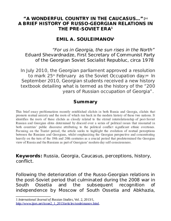 (DOC) “A Wonderful Country in the Caucasus...": A Brief History of ...