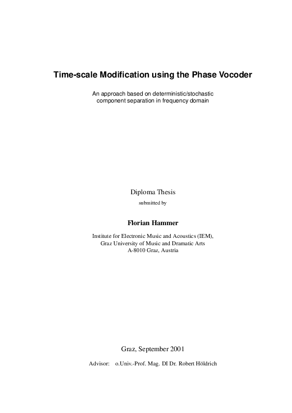 (PDF) Time-scale Modification using the Phase Vocoder