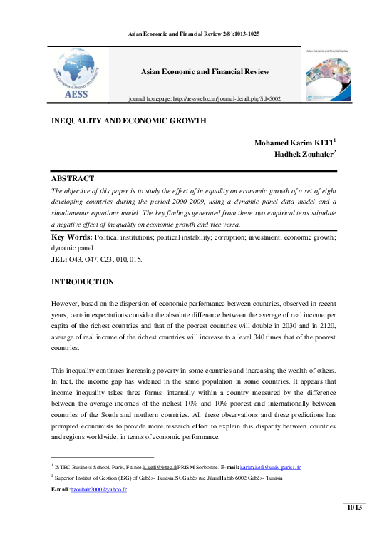 (PDF) INEQUALITY AND ECONOMIC GROWTH