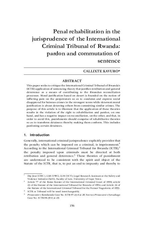 (PDF) Penal rehabilitation in the jurisprudence of the International ...