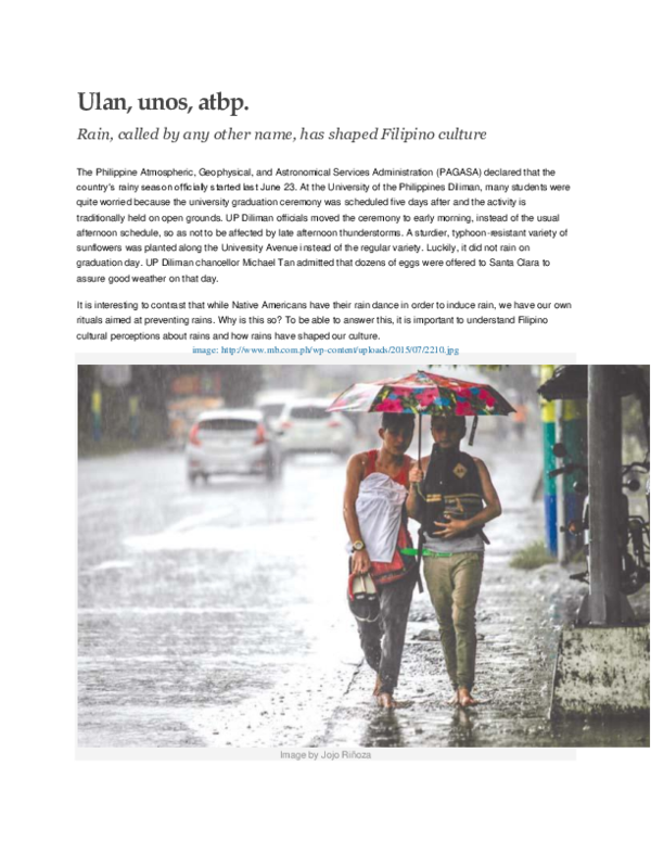 (PDF) Ulan, Unos, Atbp: Rain, called by any other name, has shaped ...