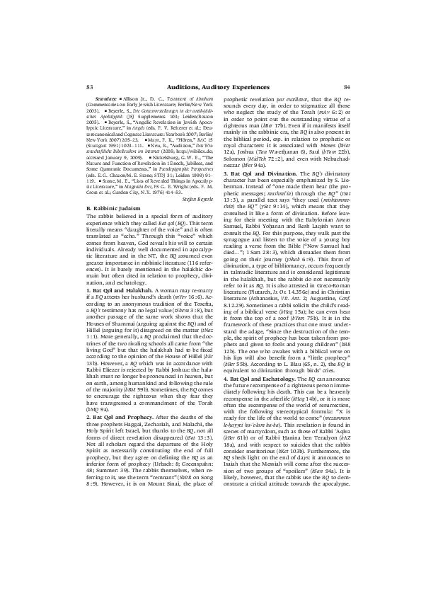(PDF) « Auditory Experiences (Bat Qol) », in Encyclopedia of the Bible ...